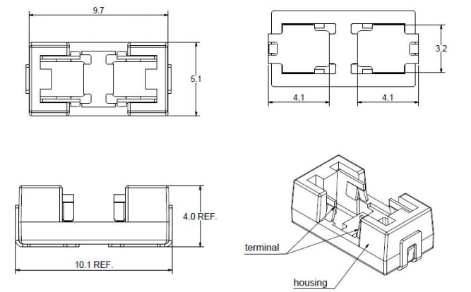 Micro Patch Low Voltage Fuse Holder For Electronic Protection Chip Fuse