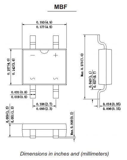 Rectifier Bridge Mb6f Transient Voltage Suppressor Diode 4 Pin Mbf Series