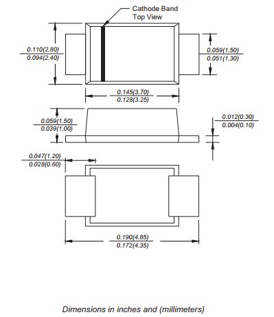 Smaf Series Rectifier Transient Suppression Diode M7f Smd With 2 Pin