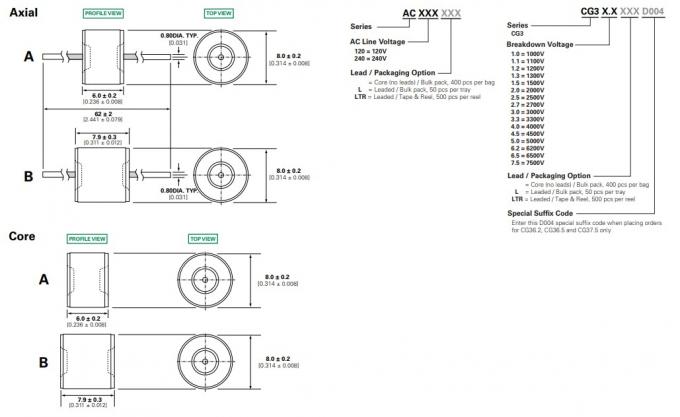 High Voltage Two Terminal AC Line Protector High Surge Voltage Protection