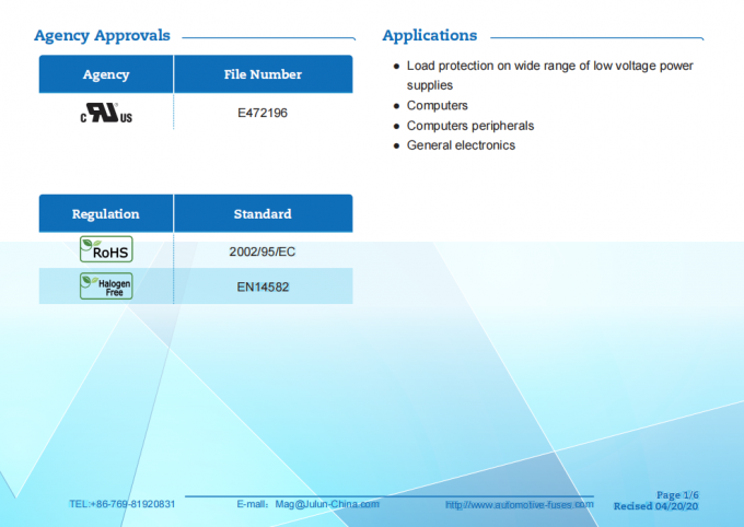 CSA Standard 72VDC 40A Polymer PTC Resettable Fuses
