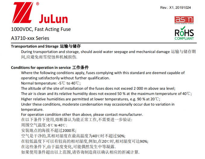 UL248-1 UL248-20 Stud Mount 1000VDC Fast Acting Fuse
