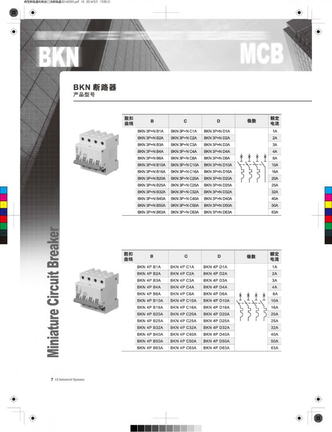 BKN Micro Broken Circuit Breaker , LG / LS Electric Small Circuit Breaker