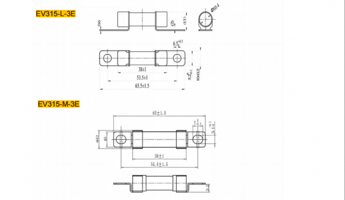 EV-315M-4Q 60A 80A 100A 500VDC Electric Vehicle Fuse Round Tube For Road EVS