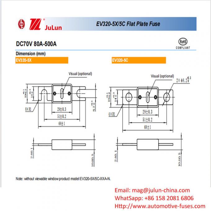 EV Fuse with Bolt Screw for Electric Vehicles (70VDC)