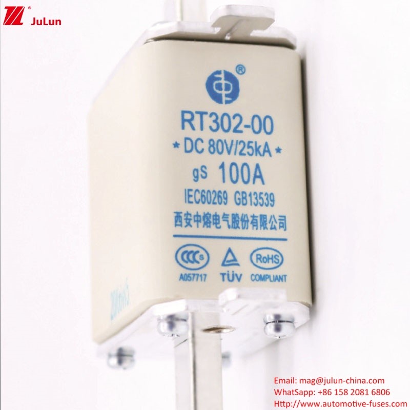 DC80V Portable Electric Vehicle Fuse RT302-00 for Power System Protection