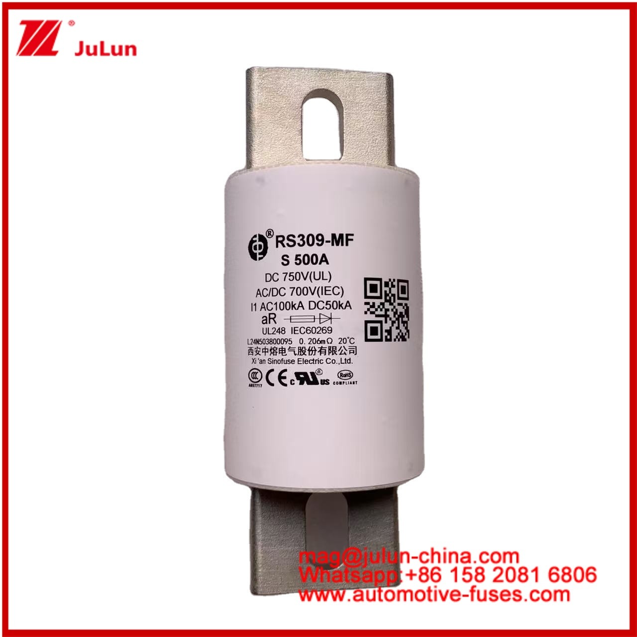 Electric Vehicle 500A 750VDC Drive Power 800A RS309-MF S Road Tubular Ceramic Energy Storage And ...
